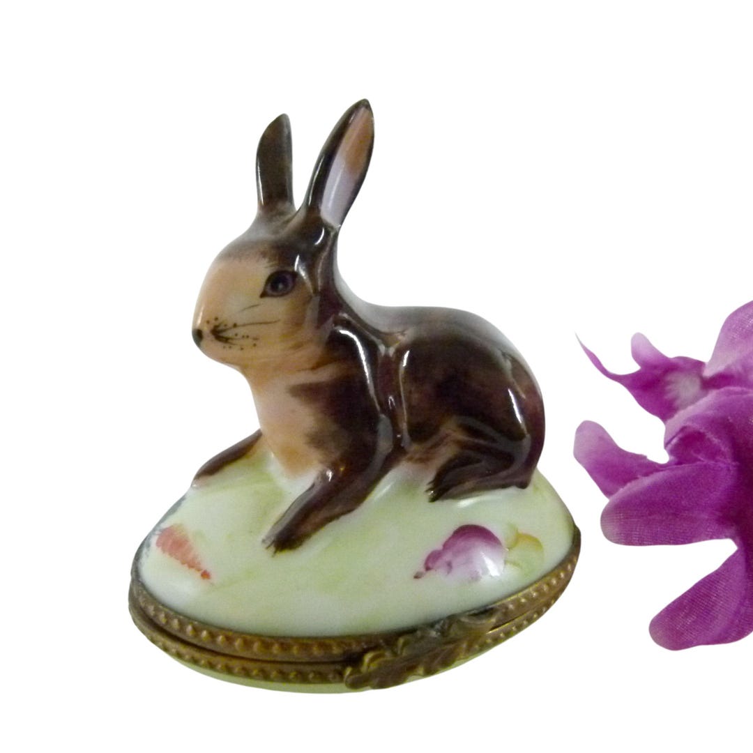 LIMOGES Peint Main RABBIT Trinket Box Hand Painted Limoges France - Etsy