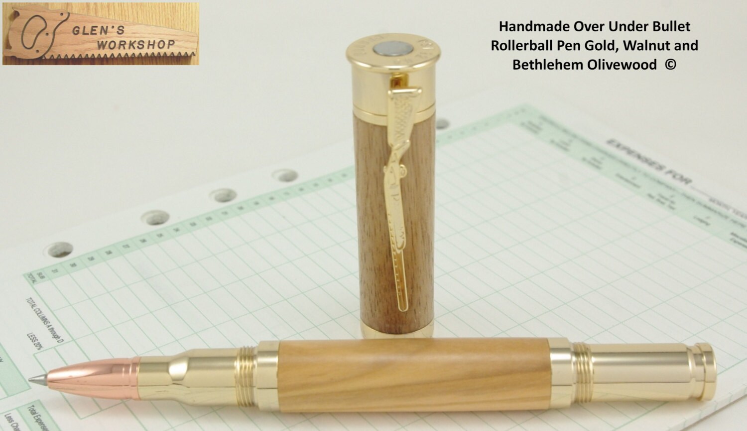 Bullet Pen Handmade Gold Walnut Bethlehem Olivewood. - Etsy