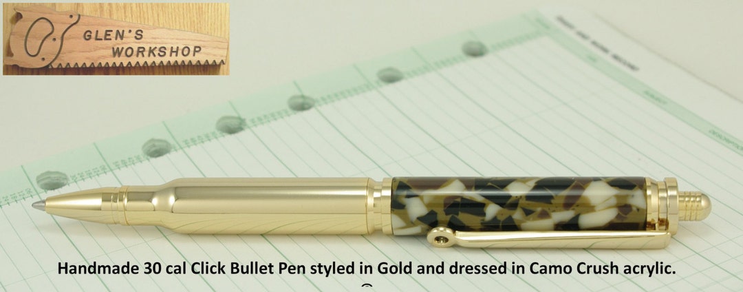 Click Pen Handmade Bullet Pen Handcrafted in Gold and Camo Crush Parker ...