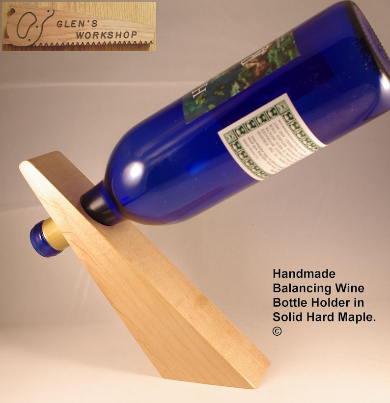 Wine Bottle Bottle Holder Handmade Balancing Holder in Solid Maple Wine ...