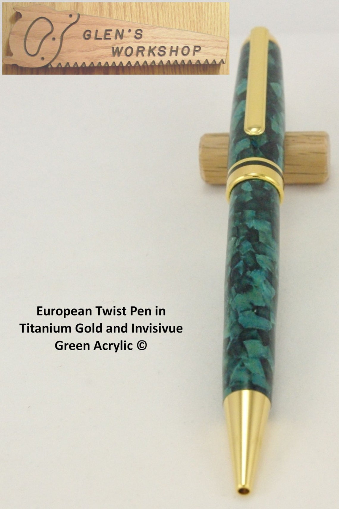 Ballpoint Pen Handmade European Pen in Titanium Gold and Green - Etsy