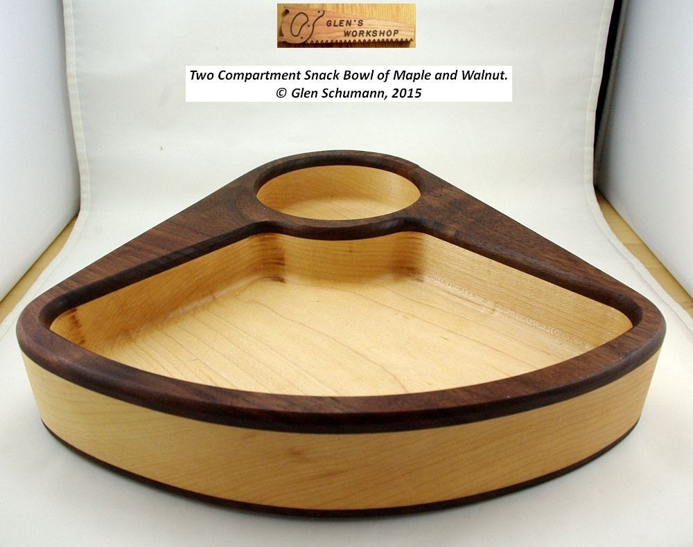 Two Compartment Snack Bowl Handmade in Walnut Over Maple - Etsy