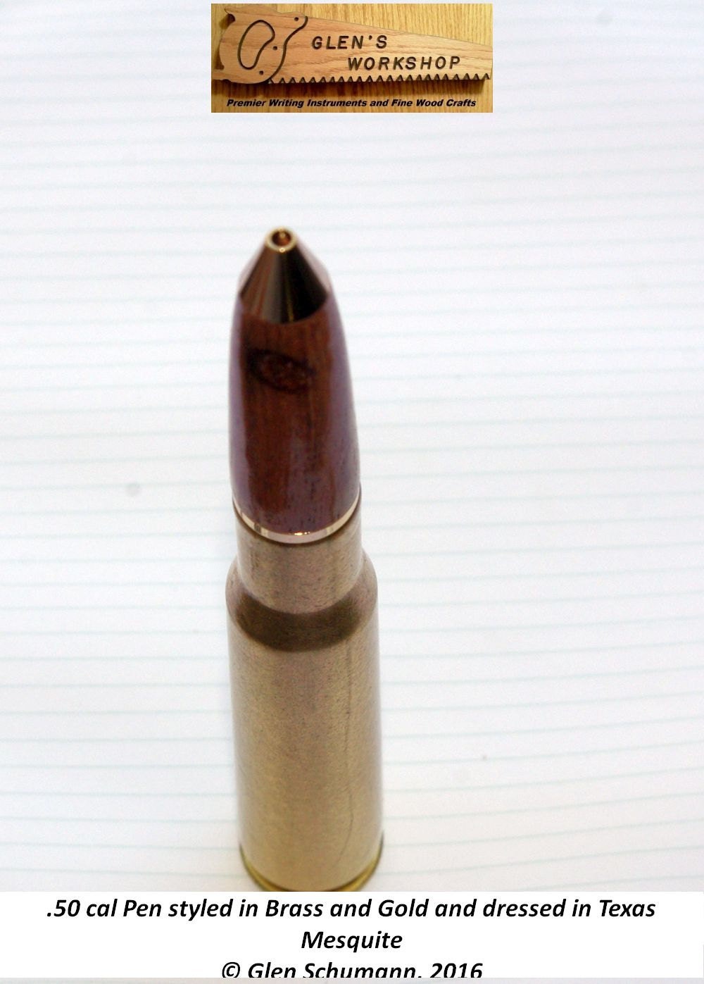 50 Cal Bullet Pen Brass, Gold Texas Mesquite Desk Pen - Etsy