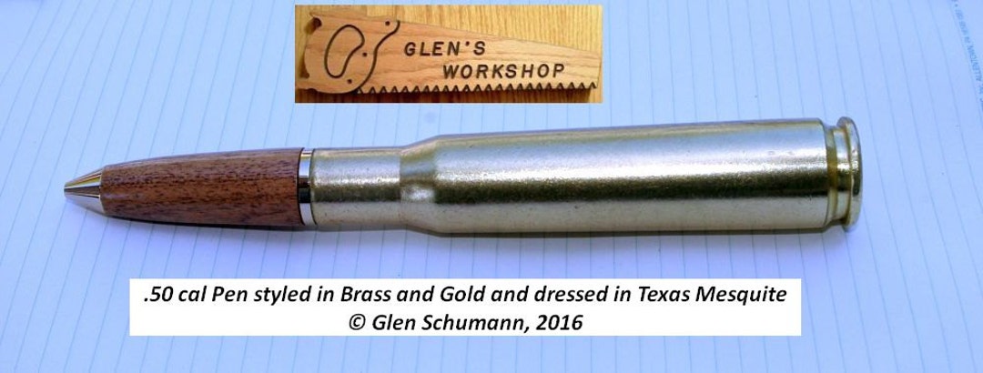 50 Cal Bullet Pen Brass, Gold Texas Mesquite Desk Pen - Etsy