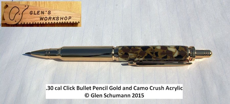Bullet Pencil Handmade Replica 30 Cal Gold and Camo Crush - Etsy