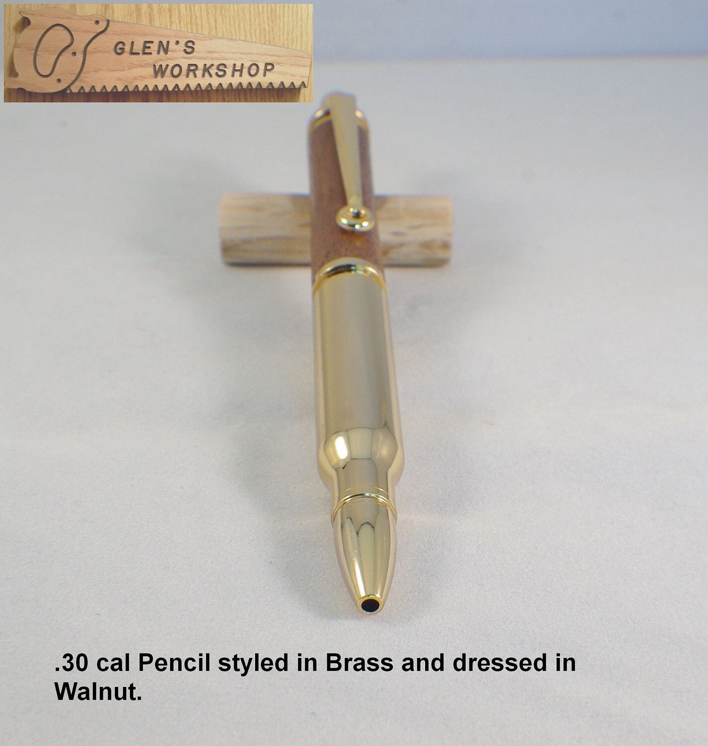 30 Cal Replica Bullet Pencil Handmade Mechanical Pencil Gold and Walnut ...