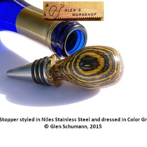 Wine Bottle Stopper Stainless by Niles Color Grain Veneers - Etsy