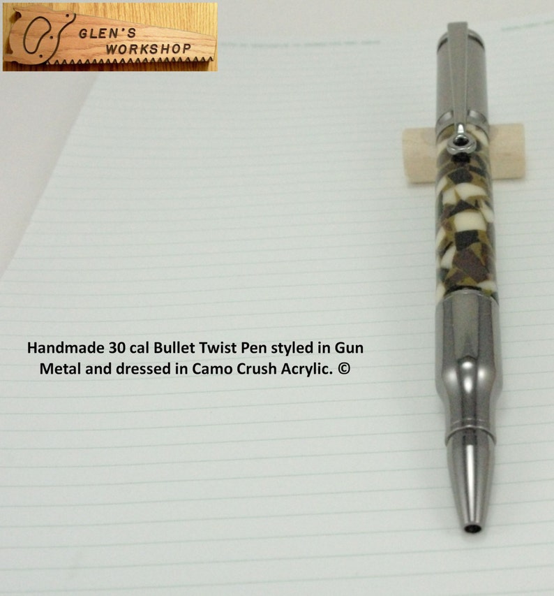Bullet Pen 30 Cal Twist Pen Gun Metal and Camo Crush Pen - Etsy