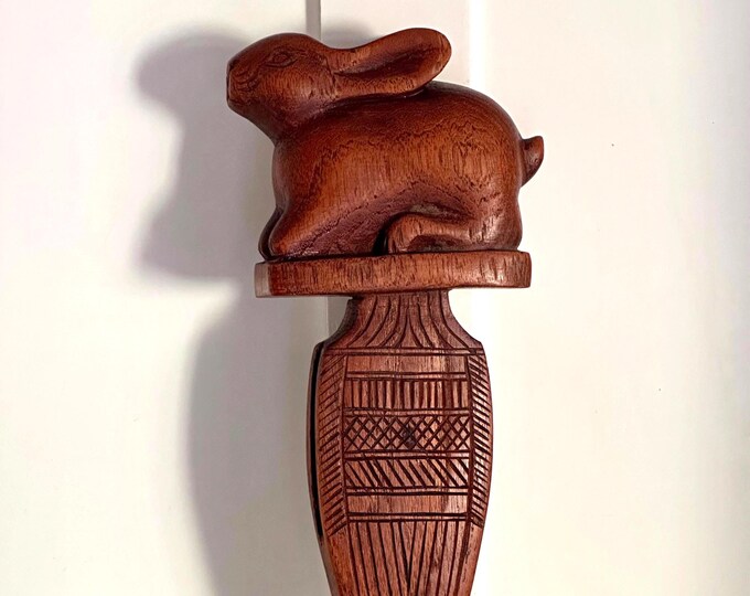 Vintage Hand-carved Wood Rabbit String Dispenser: Folk Art Kitchen ...