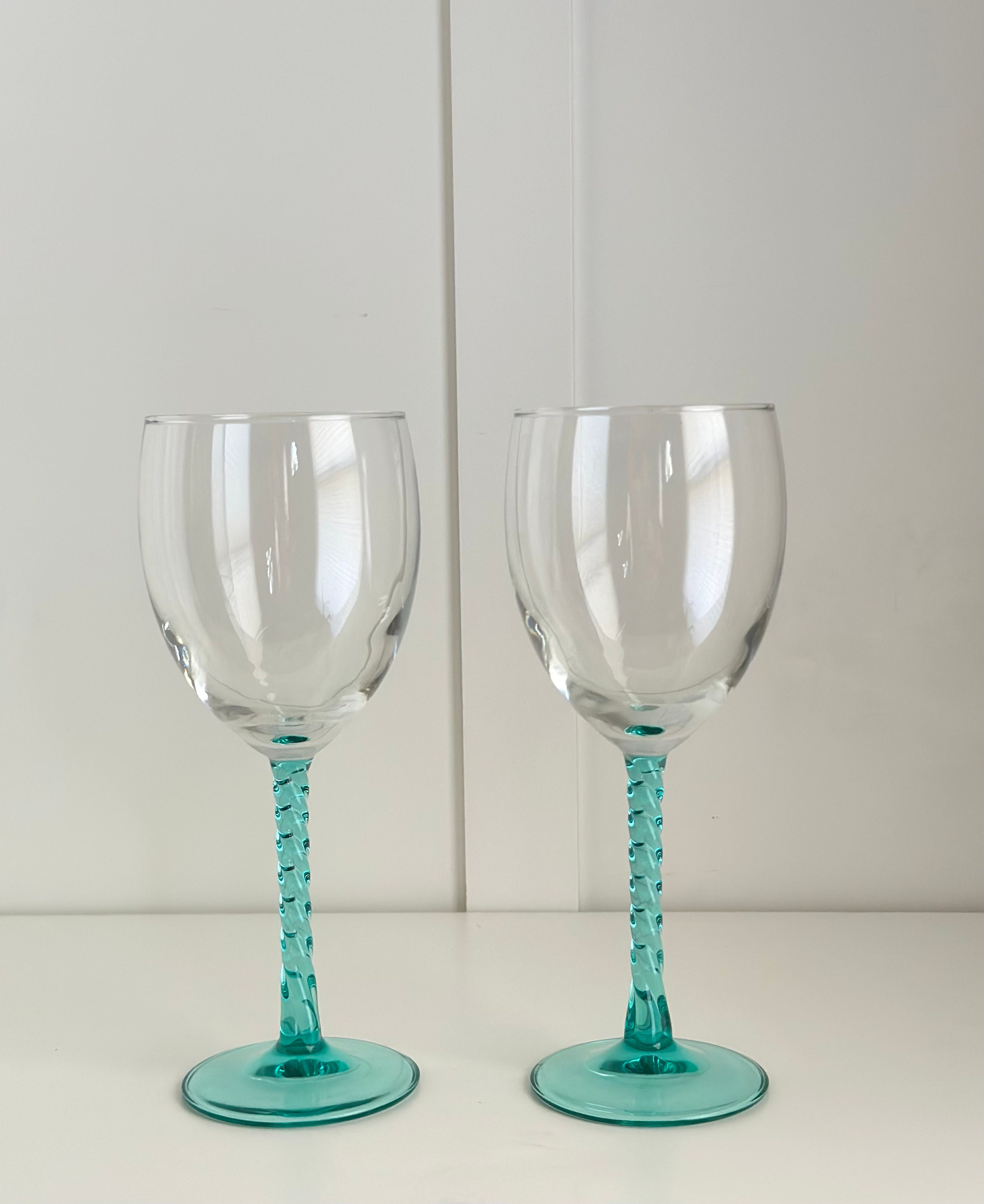 Angelique Aqua Crystal Goblets - Vintage Cristal D'arques Durand Green ...