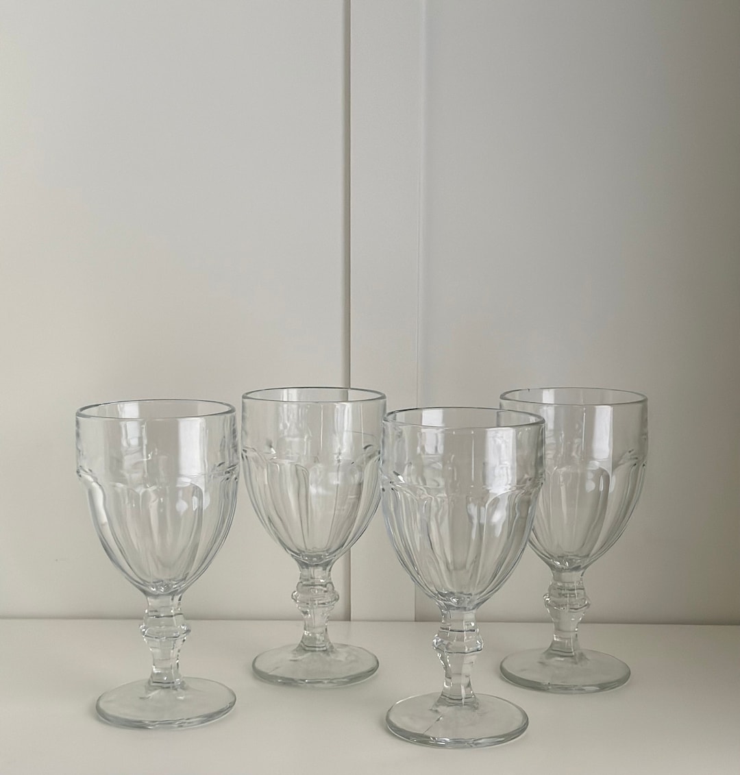 Libbey Gibraltar Clear Glass Water Goblets Set - Elegant Pressed ...