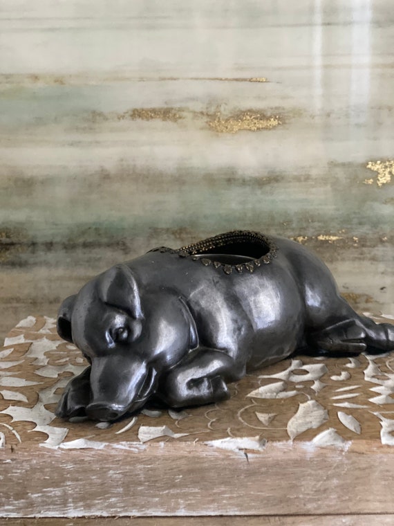 Pewter Pig Oil Lamp Base Morton Steak House Table Lamp - Etsy