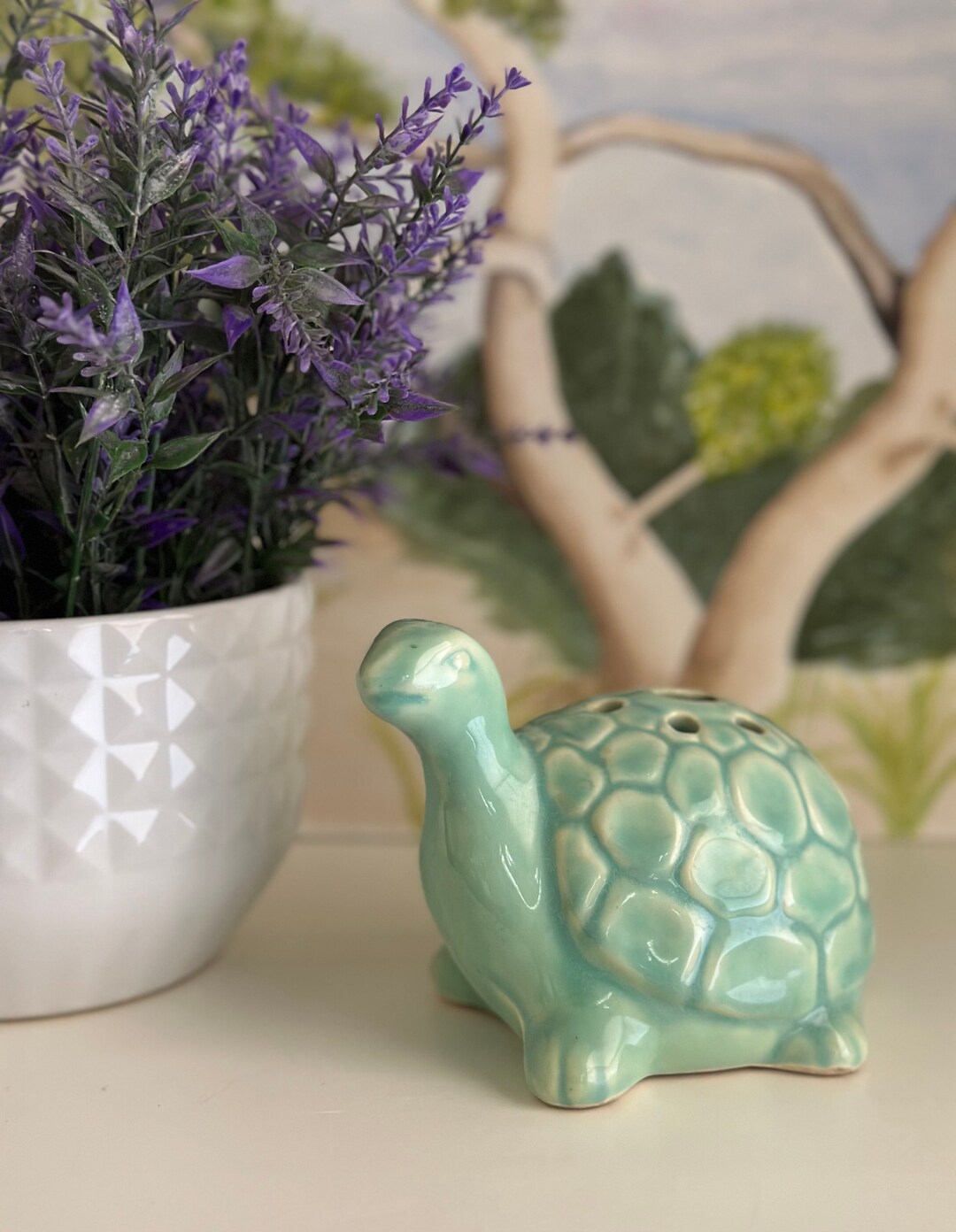 Shawnee Pottery Turtle Flower Frog/vase in Aqua/turquoise, USA Pottery ...