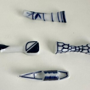 Vintage Japanese Porcelain Hashioki Set: 4 Handmade Chopstick Rests for ...