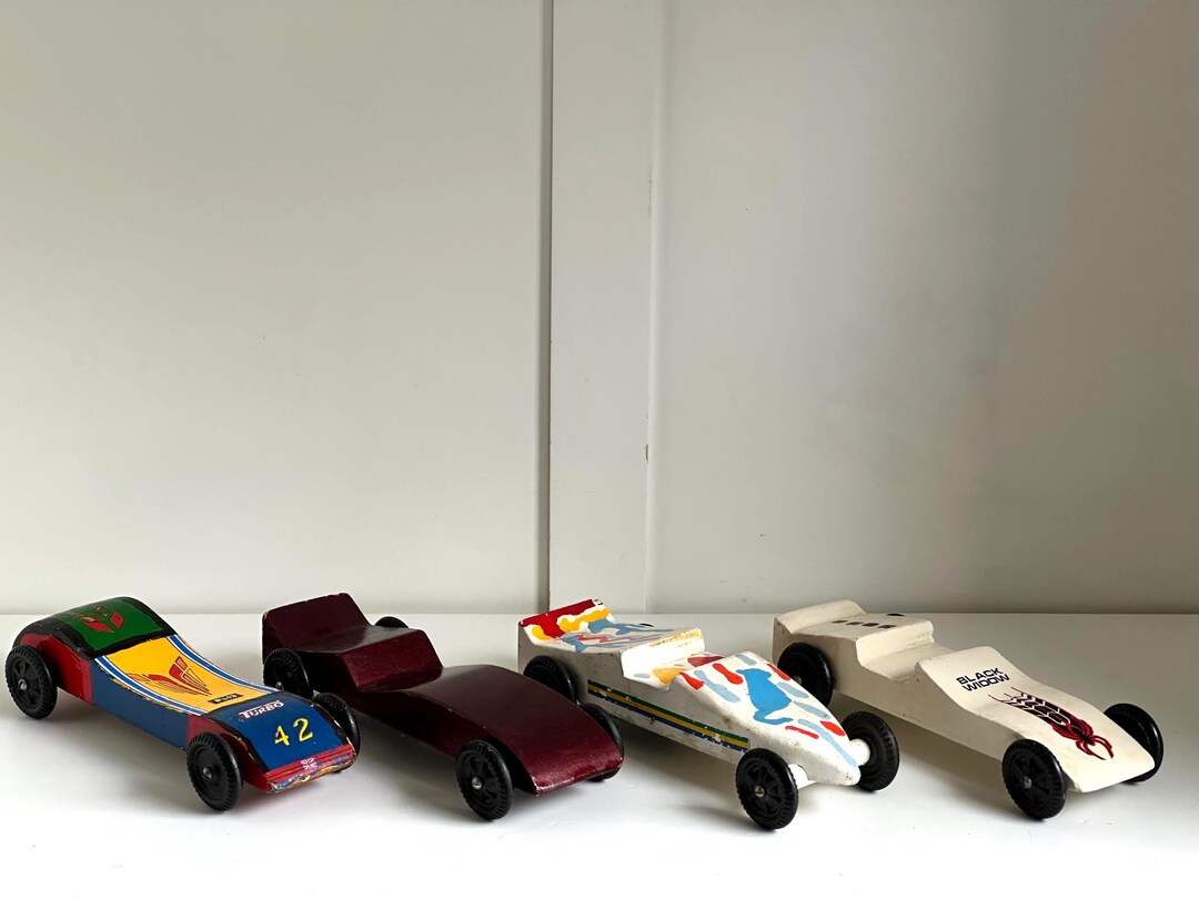 Vintage Hand-painted Pinewood Derby Cars - 1970s-1990s Wooden Racing ...