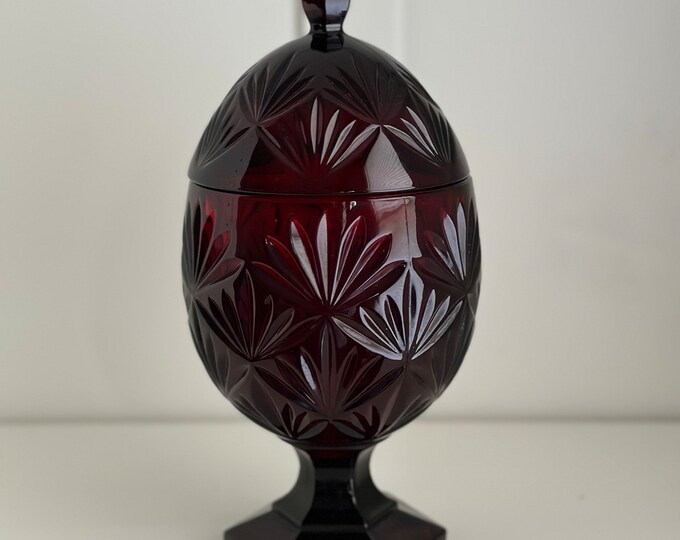 Luminarc Antique Ruby Red Cut Crystal Egg Shaped Candy Dish, Cristal D ...