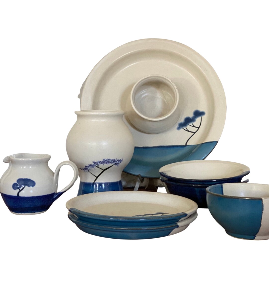 Handcrafted Mountain Blue Pottery: Jack O'patsy Bowls, Plates, Creamer ...