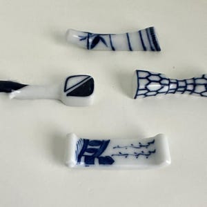 Vintage Japanese Porcelain Hashioki Set: 4 Handmade Chopstick Rests for ...