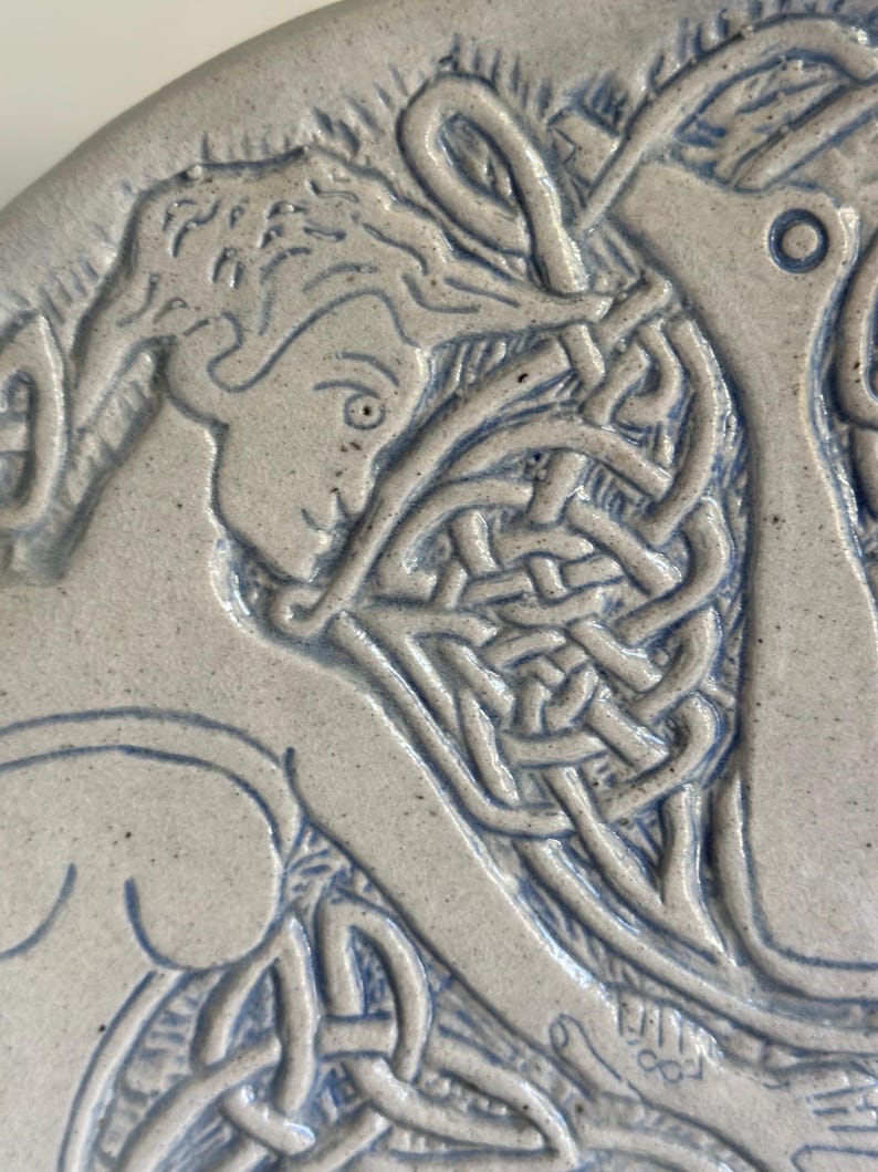 Vintage Celtic Goddess Wall Plate: Red Dragon Pottery Artisan Stoneware ...