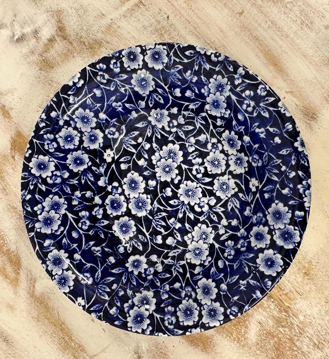 Vintage Crownford China Co Calico Blue Ironstone Cereal Bowl From ...