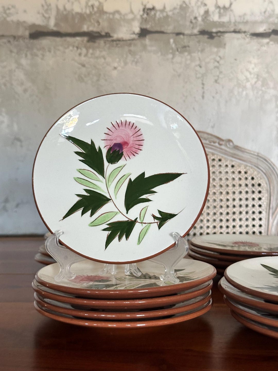 Vintage Stangl Thistle Small Plates: Mid-century Floral Appetizer ...