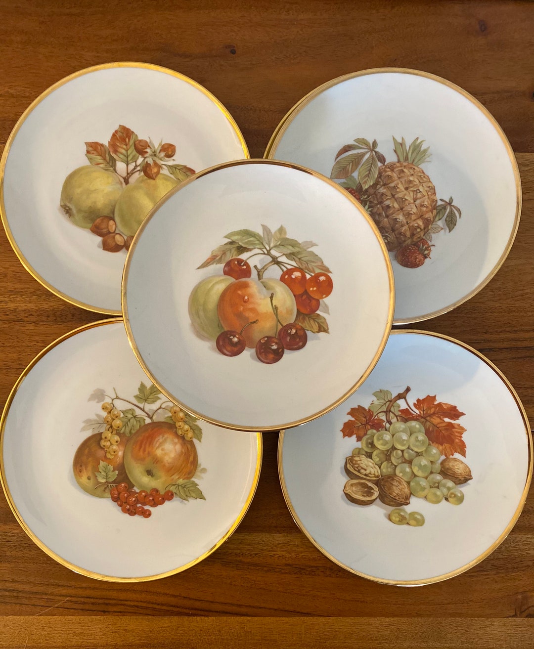 Vintage Bareuther Bavaria Salad Plate: Gilded Fruit & Nut Fine China - Etsy