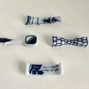 Vintage Japanese Porcelain Hashioki Set: 4 Handmade Chopstick Rests for ...