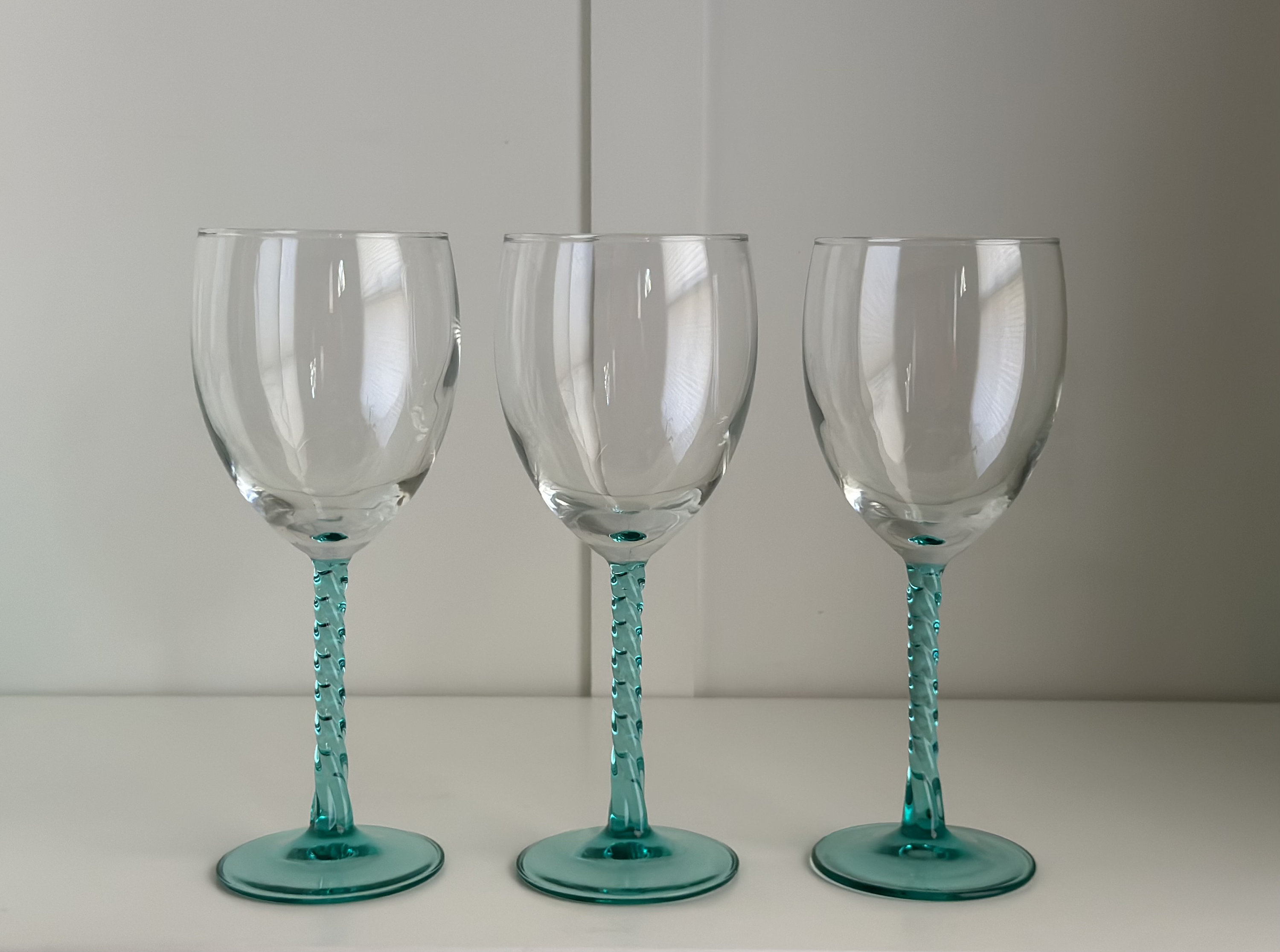 Angelique Aqua Crystal Goblets - Vintage Cristal D'arques Durand Green ...