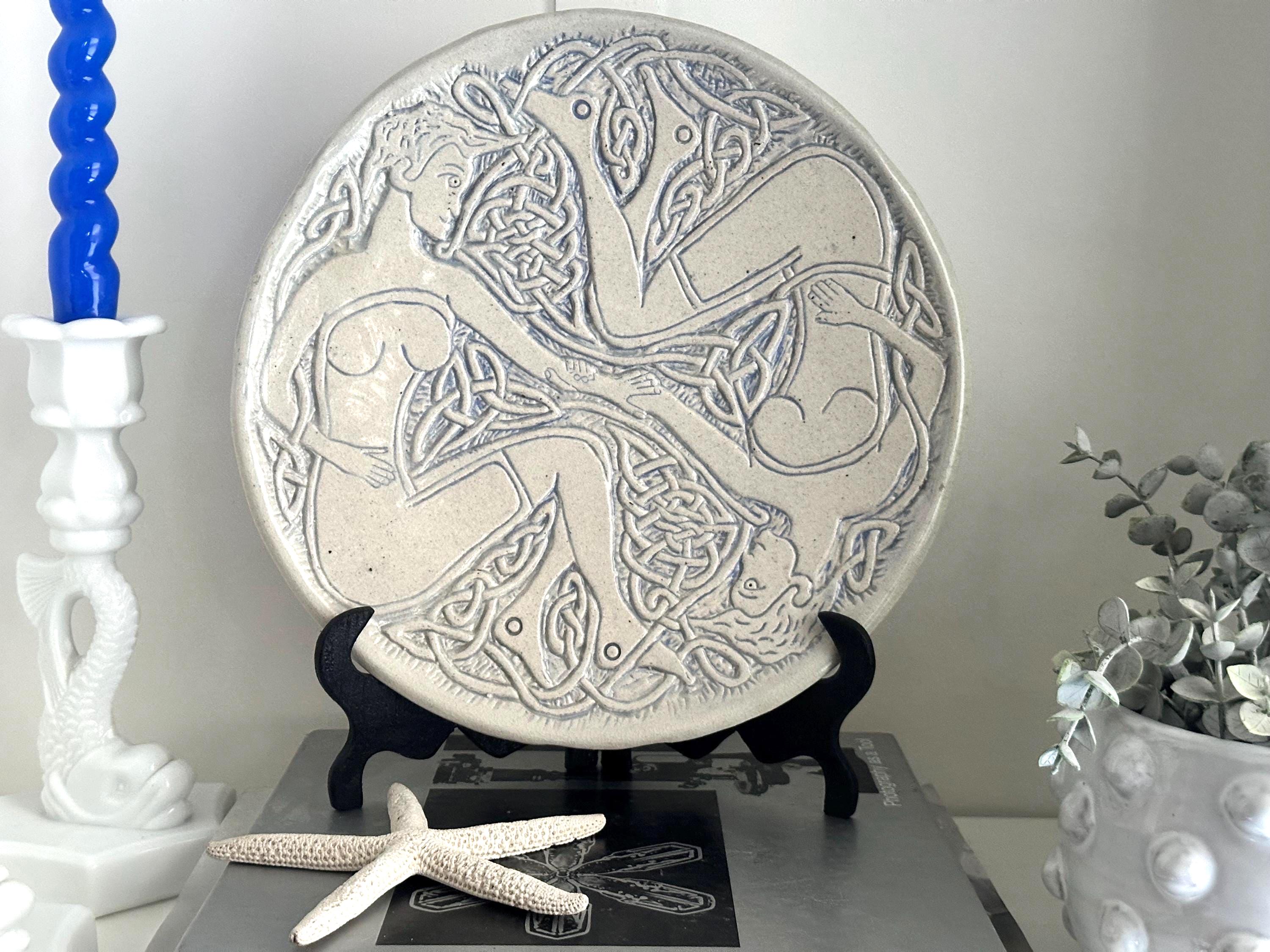 Vintage Celtic Goddess Wall Plate: Red Dragon Pottery Artisan Stoneware ...