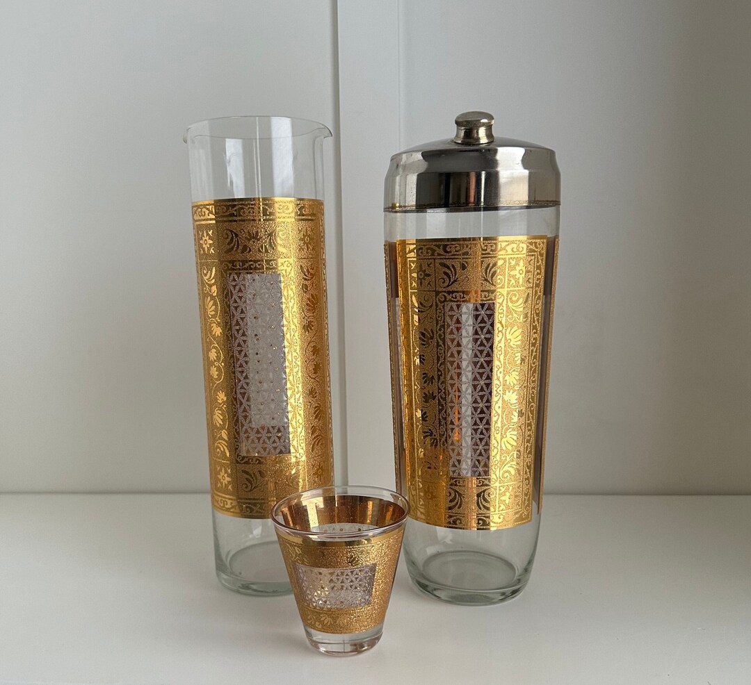 Mid-century Modern Pasinski Kashmir Cocktail Set: Double Spout Shaker ...