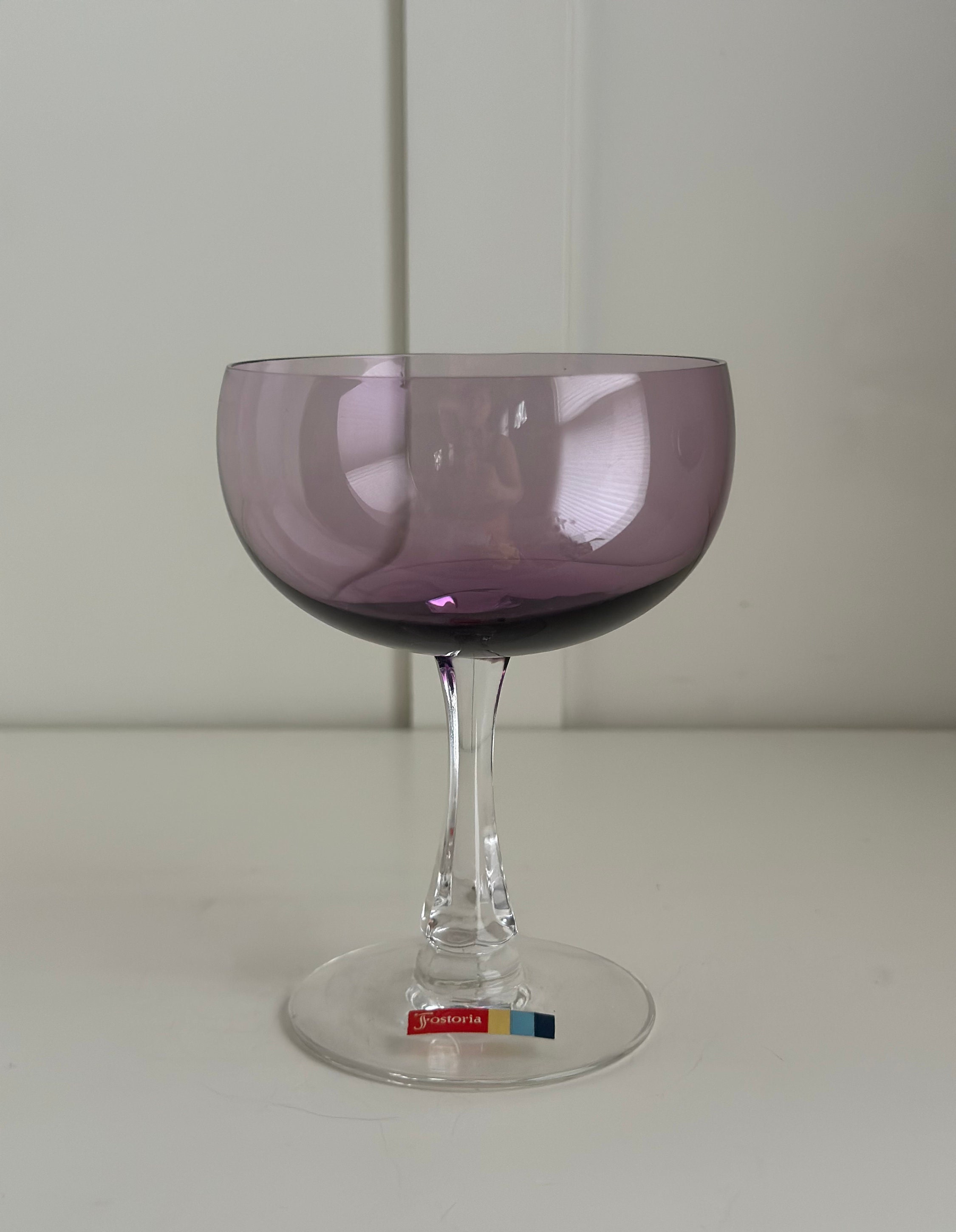 Vintage Fostoria Fascination Lilac Crystal Goblets, and Wine Glasses ...