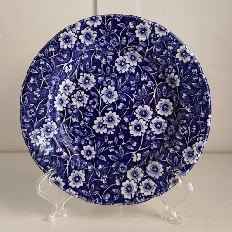 Vintage Crownford China Co. Calico Blue & White Staffordshire ...