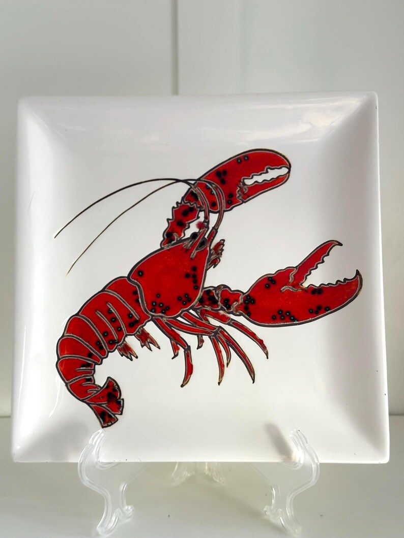 Vintage Japanese Mino Ware Hanging Plate - Seafood or Floral Motif ...