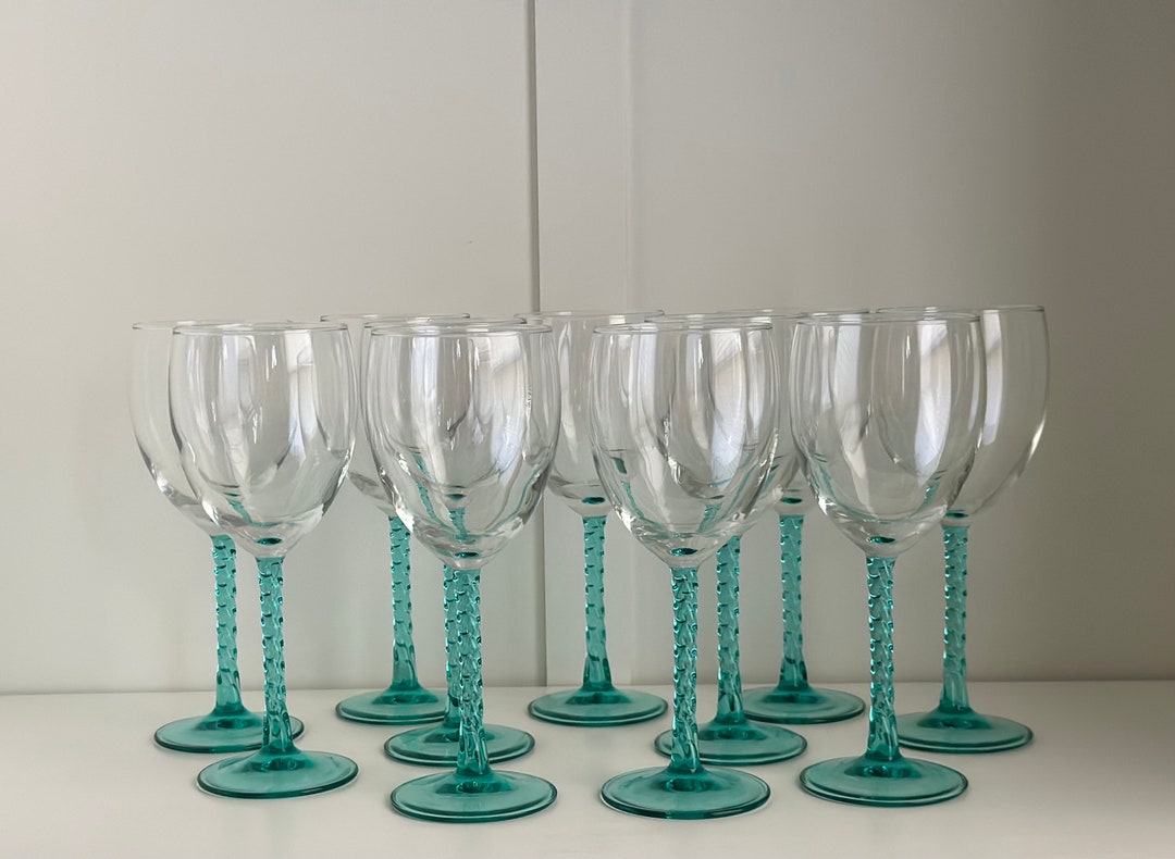 Angelique Aqua Crystal Goblets - Vintage Cristal D'arques Durand Green ...