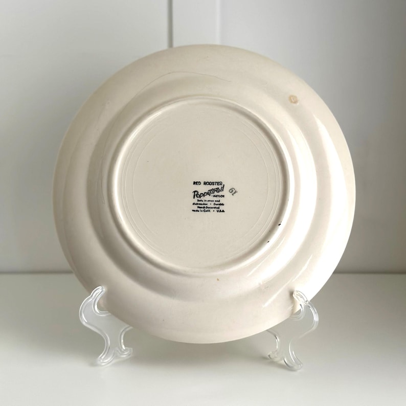 Vintage Metlox Poppytrail Red Rooster Plate: Hand-painted California ...