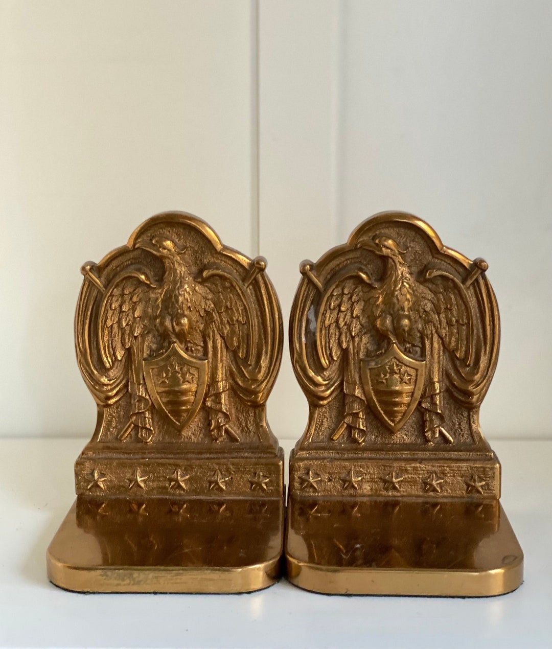 Solid Brass Bald Eagle Bookends, Vintage Americana Bookends - Etsy