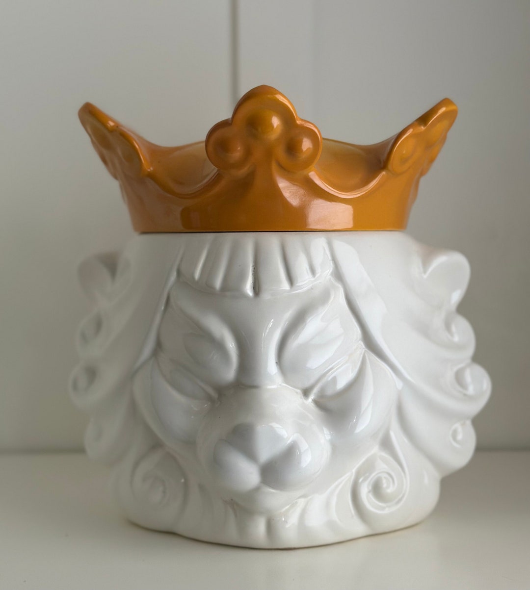 Vintage Goebel Crowned Lion Cookie Jar - Regal Ceramic Collectible King ...