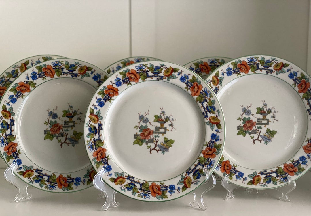 Vintage Shenango China Luncheon Plates: Oriental Floral Pattern ...