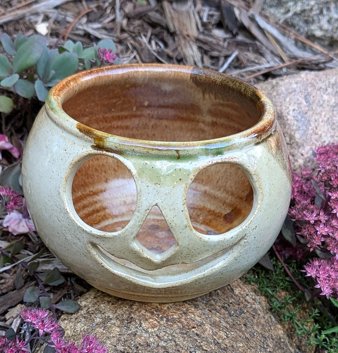 Handcarved Ceramic Pumpkin, Jack-o-lantern, Halloween Decor, Halloween ...