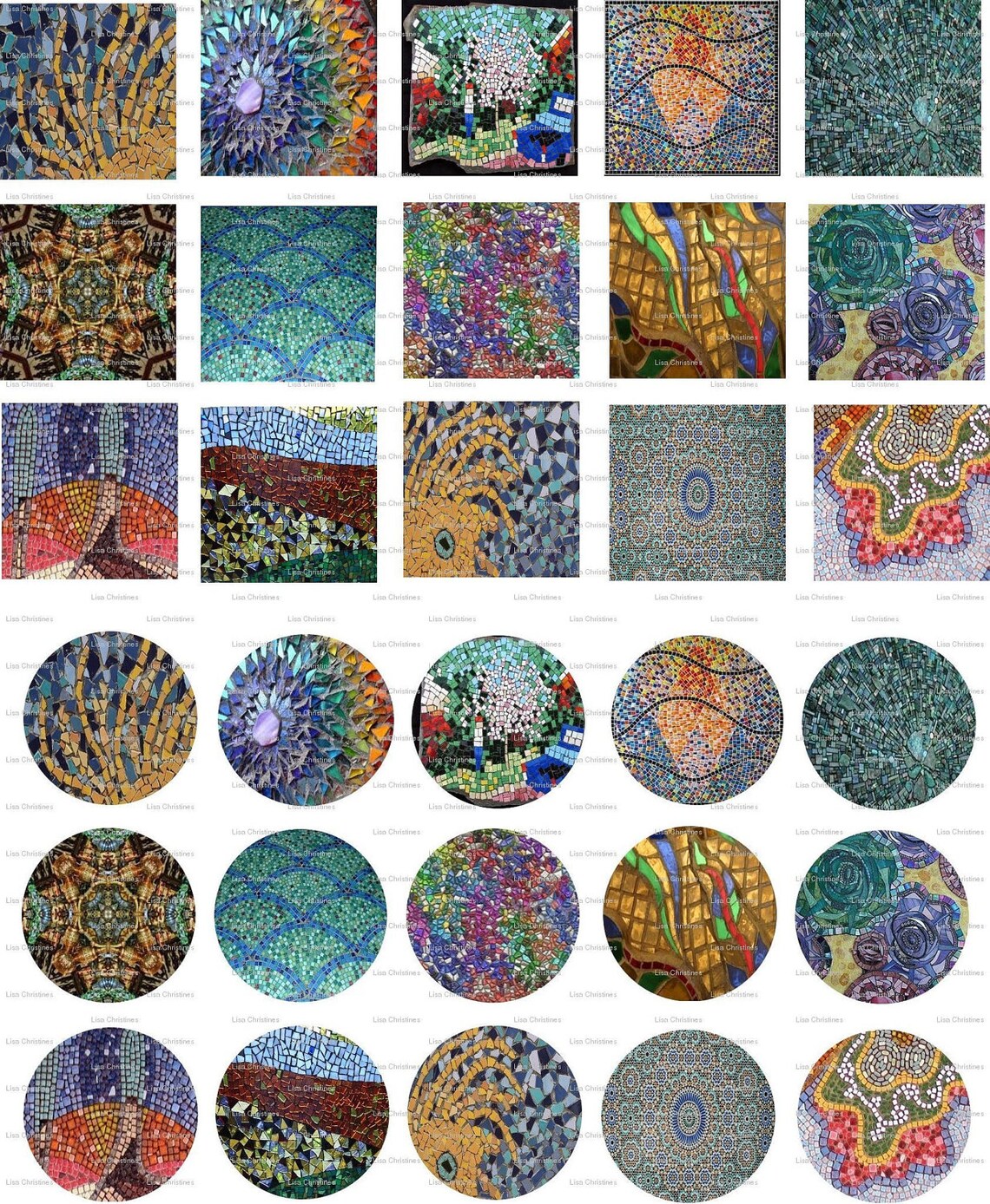 Mosaic Digital Collage Instant Download 1 Inch Circles - Etsy