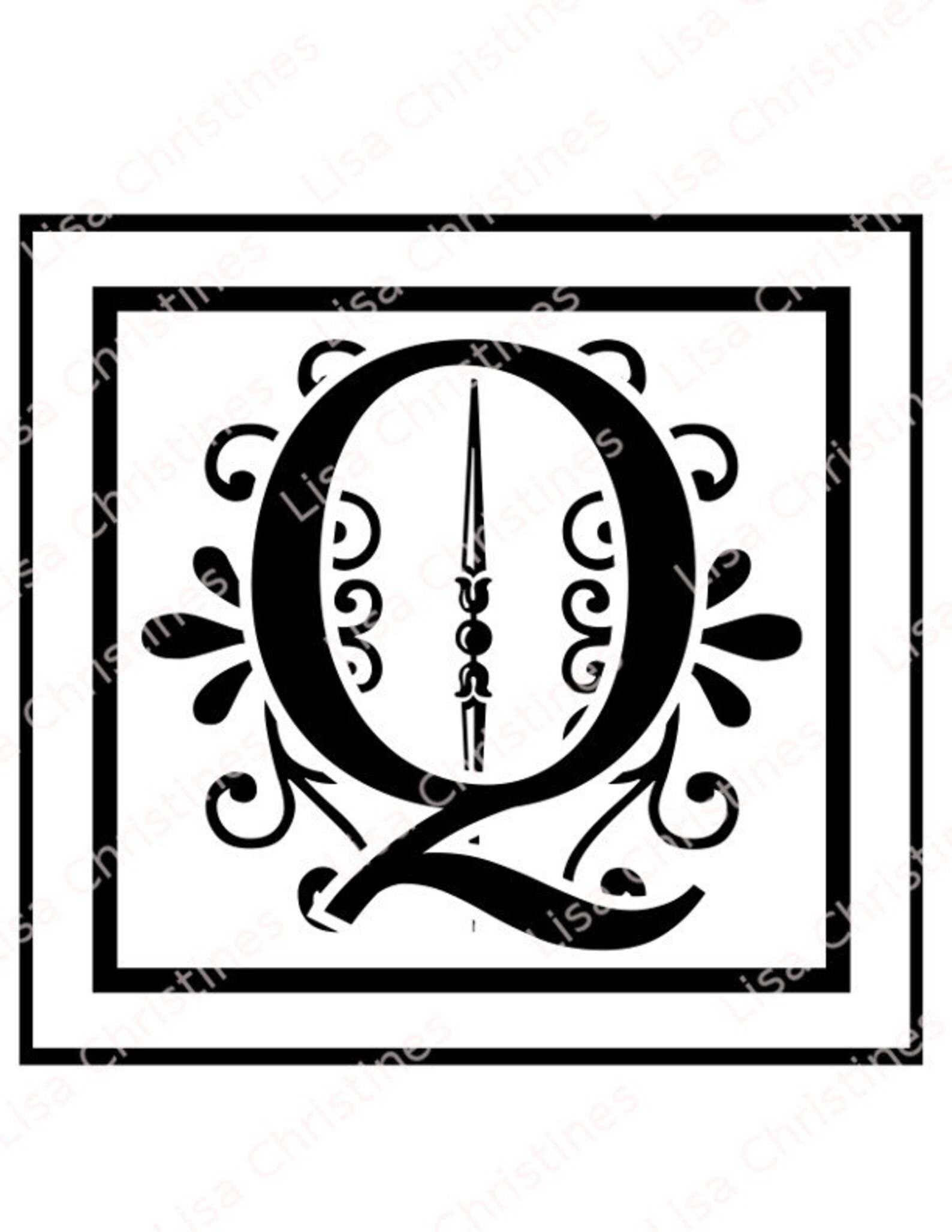 Ornamental Monogram Letter Q Digital Image Instant Download - Etsy
