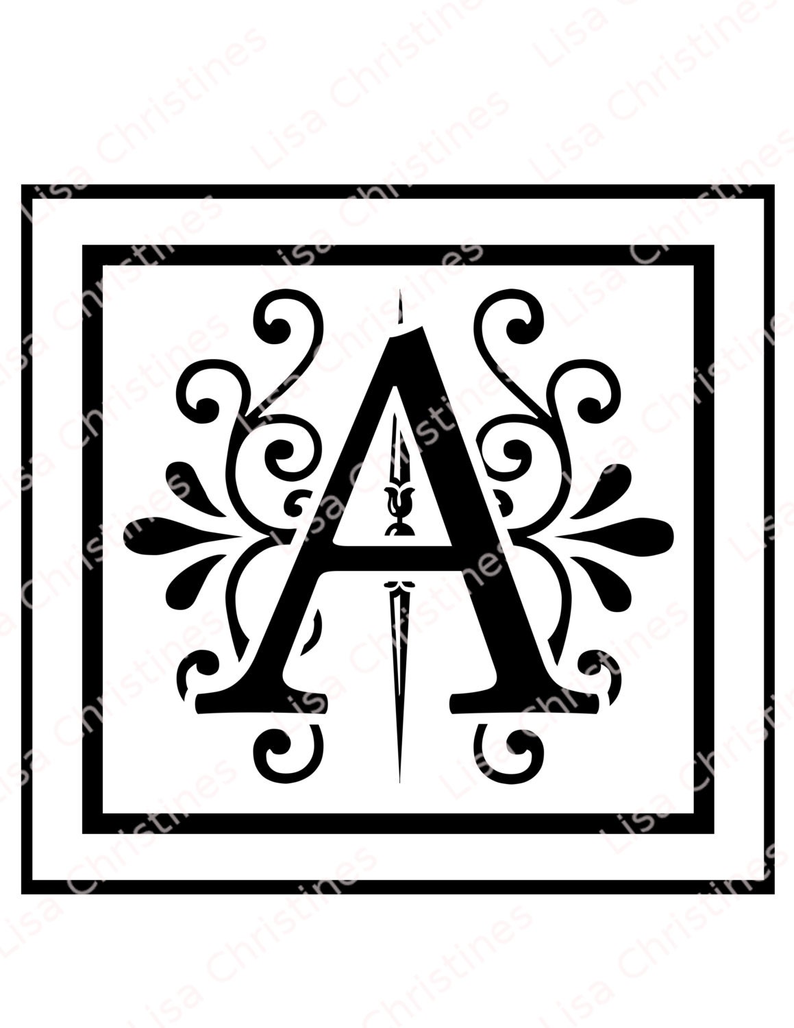 Ornamental Monogram Letter A Digital Image Instant Download - Etsy Canada