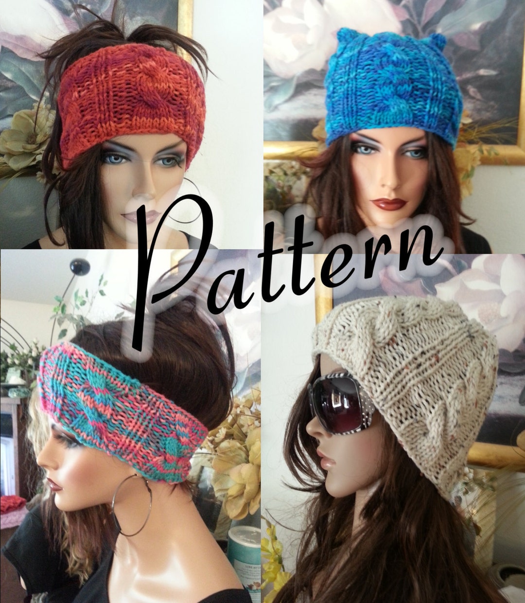 PDF Pattern Knitted Cat Ears Hat, Beanie and Earwarmers, One Pattern 3 ...