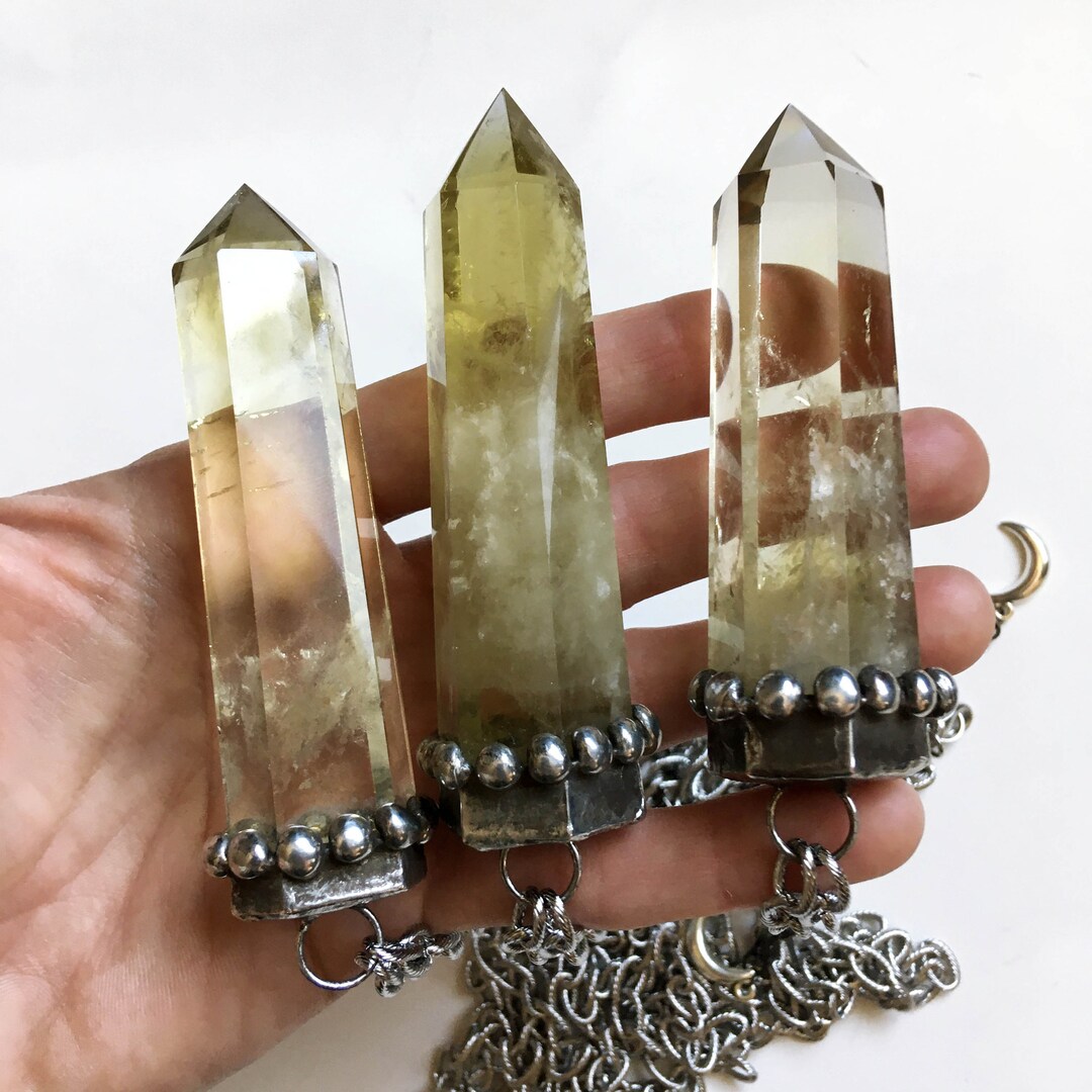 Massive Citrine Chunky Crystal Tower Necklace // Big Large Massive ...