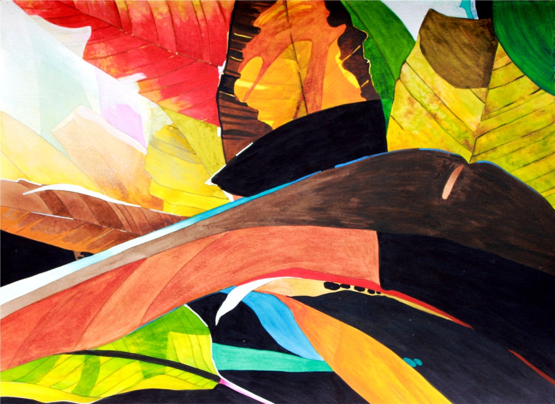 Dramatic Art Original Watercolor Painting of Backlit Colorful "tropical ...