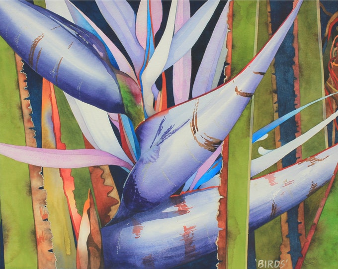 Dramatic Art Original Watercolor Painting of a Tropical Hawaiian WHITE ...