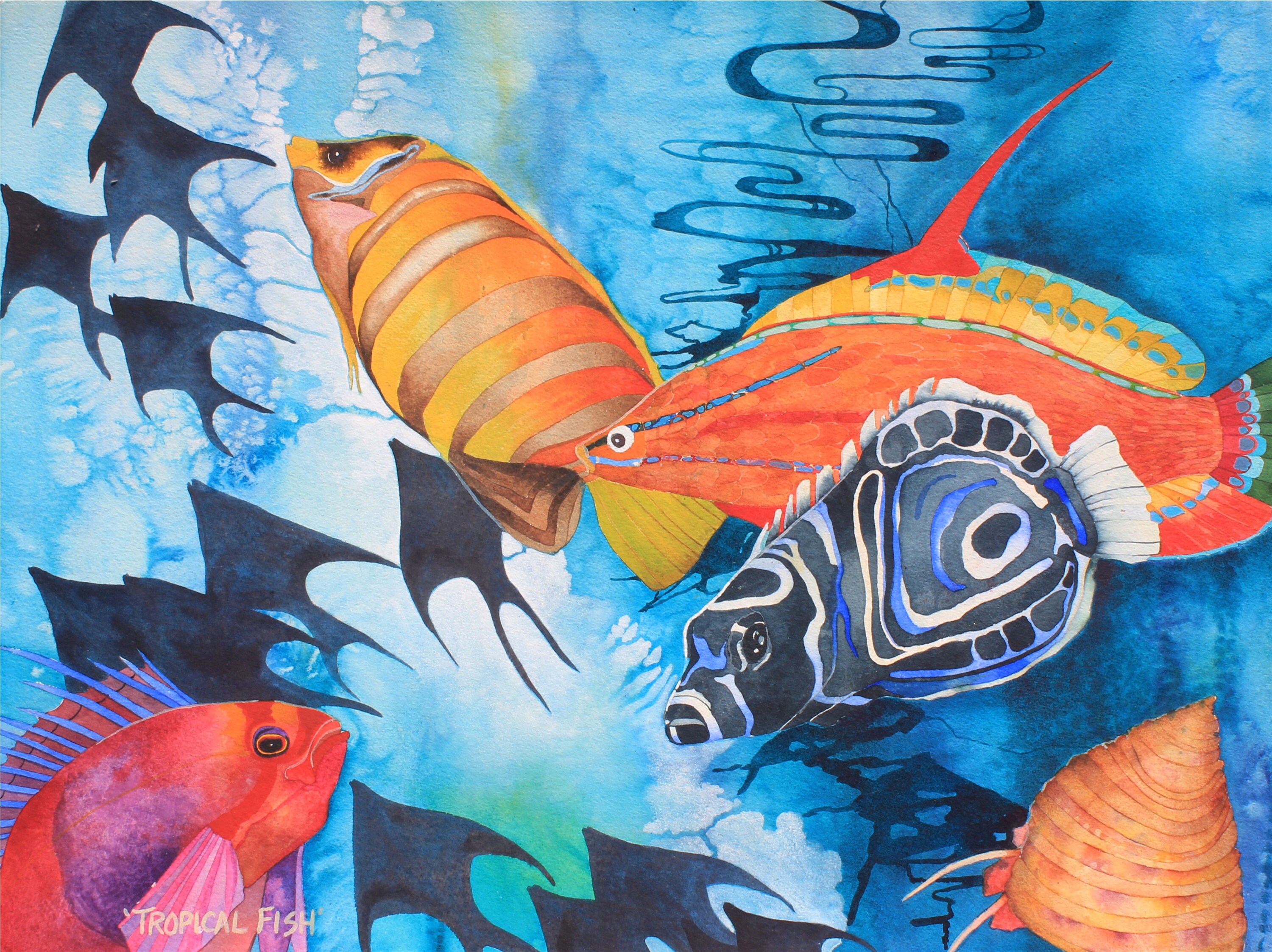 Watercolor Paintings Of Tropical Fish