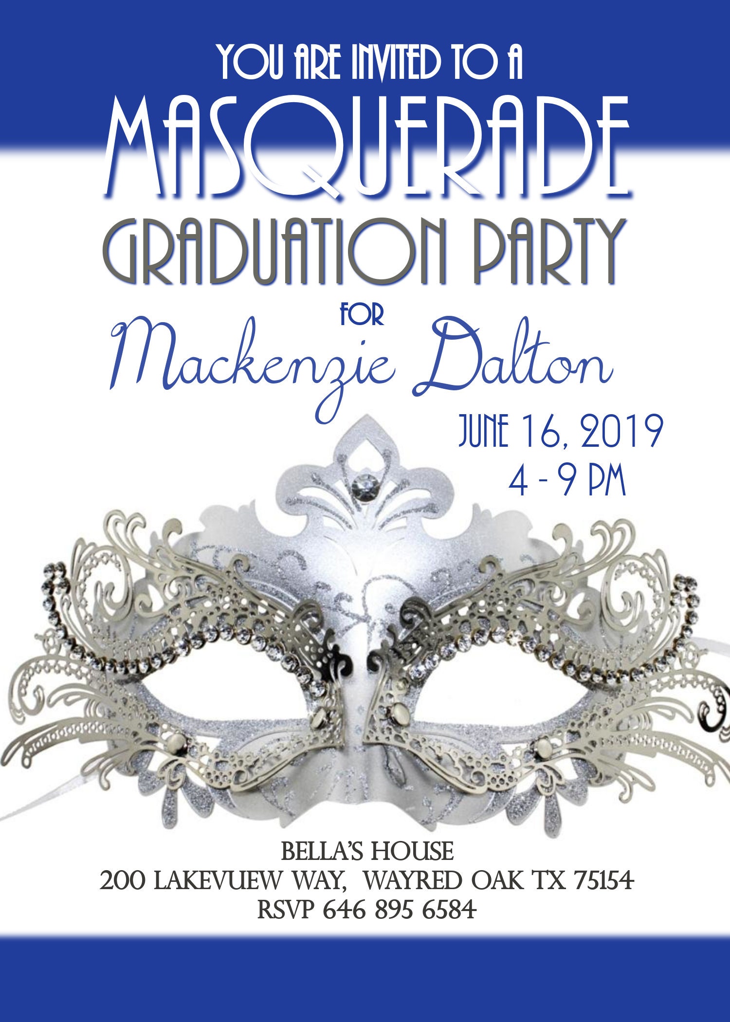 Masquerade Invitation Mask Invite Birthday Graduation Halloween Murder ...