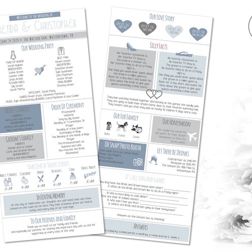 Infographic Wedding Program Template Fun Wedding Programs - Etsy
