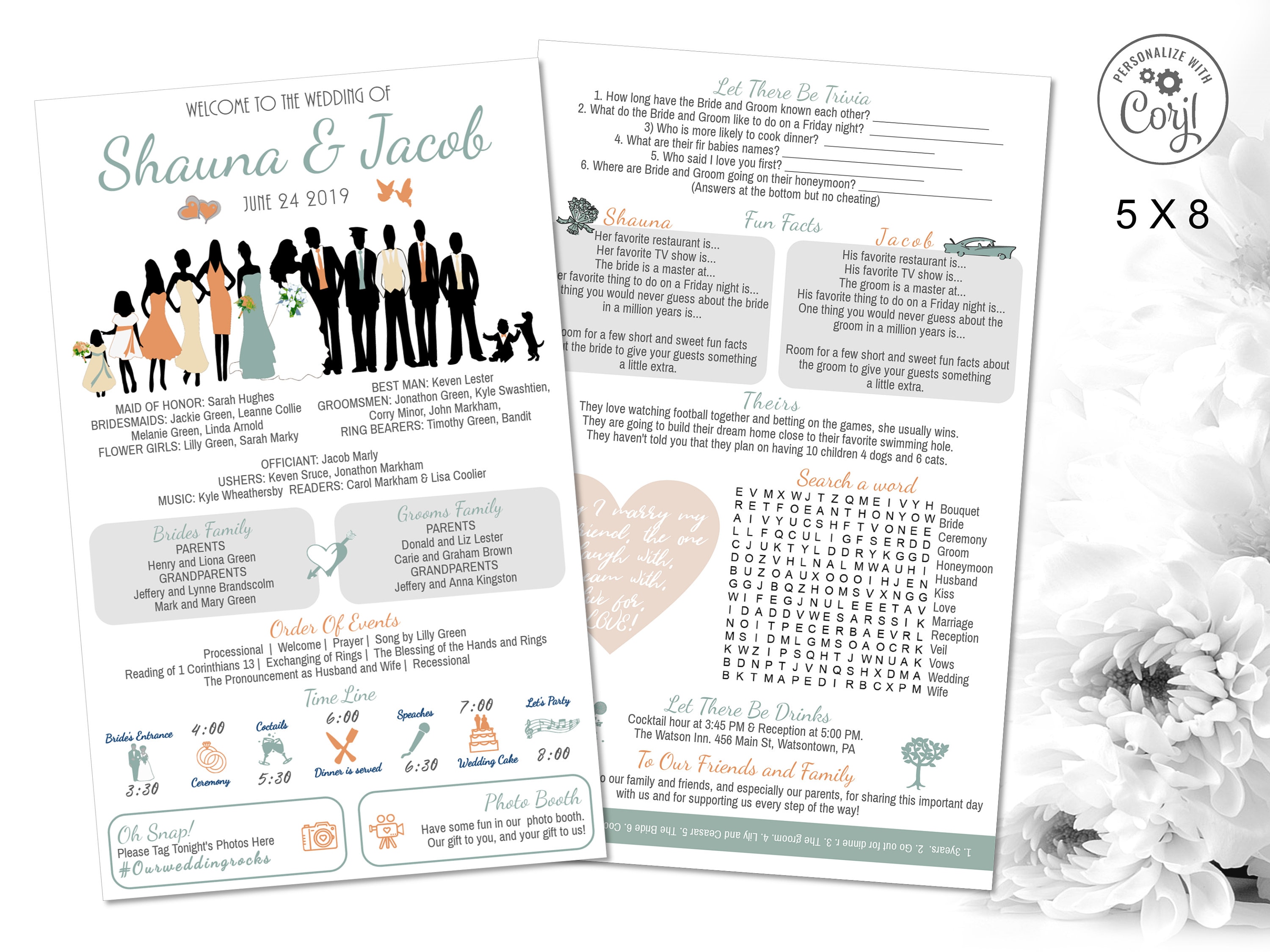 Fun Wedding Program Template > Design Before You Buy > DEMO!! Bridal ...